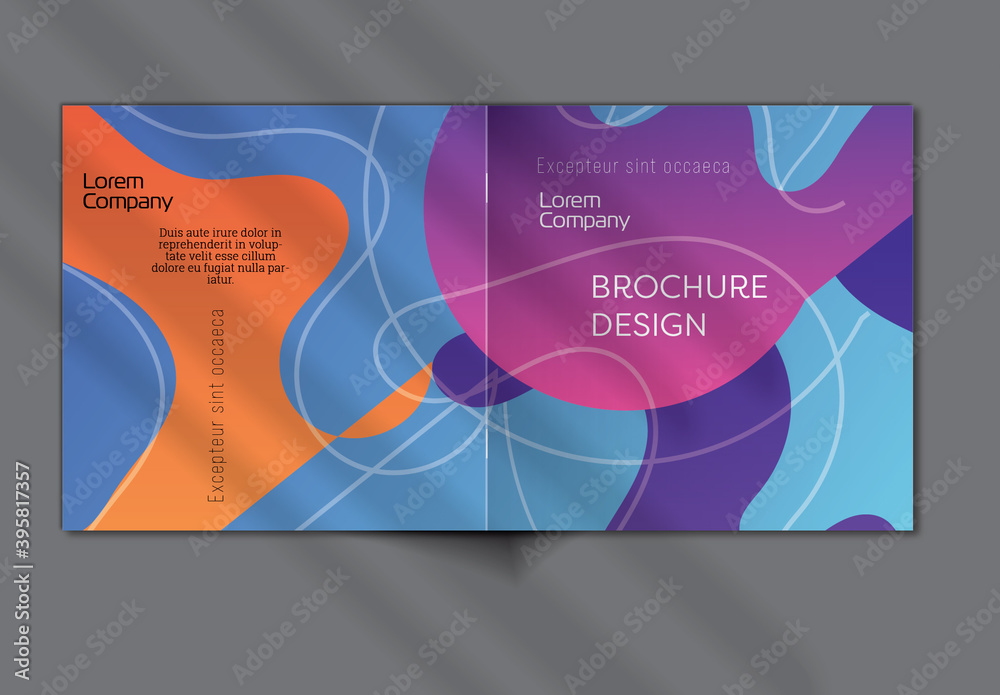 Brochure Cover Layout with Gradient Abstract Wavy Shapes and Lines ...