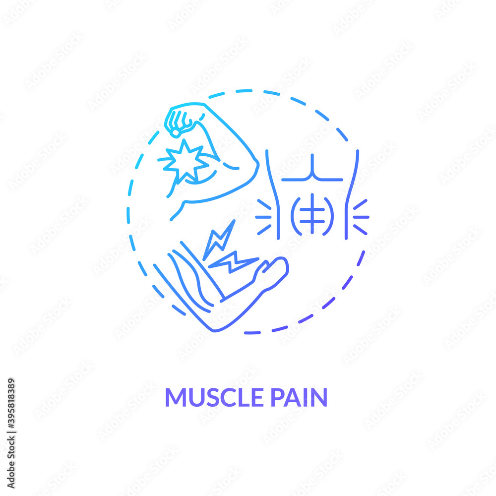 Muscle pain concept icon. CFS symptom idea thin line illustration. Sore ...