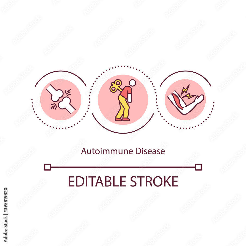 Autoimmune disease concept icon. Immune system mistakenly attacks your ...