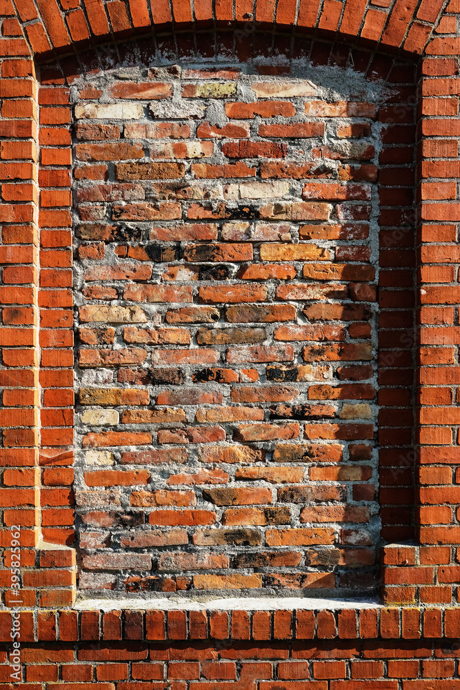 The texture of wall with interesting masonry, different bricks and ...
