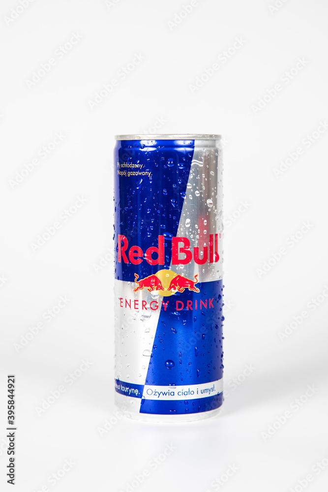 WARSAW/POLAND - APRIL 15, 2020: View on the Red Bull Energy Drink can ...