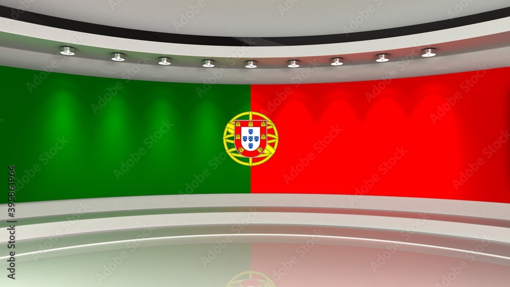 TV studio. Portugal. Portuguese flag studio. Portuguese flag background ...
