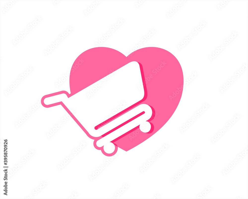 Simple love shape with shopping chart inside Stock Vector | Adobe Stock