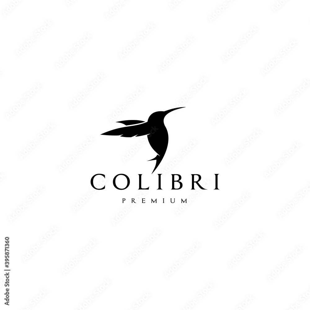 Beauty Colibri Silhouette Isolated White Background Vector Logo Design ...