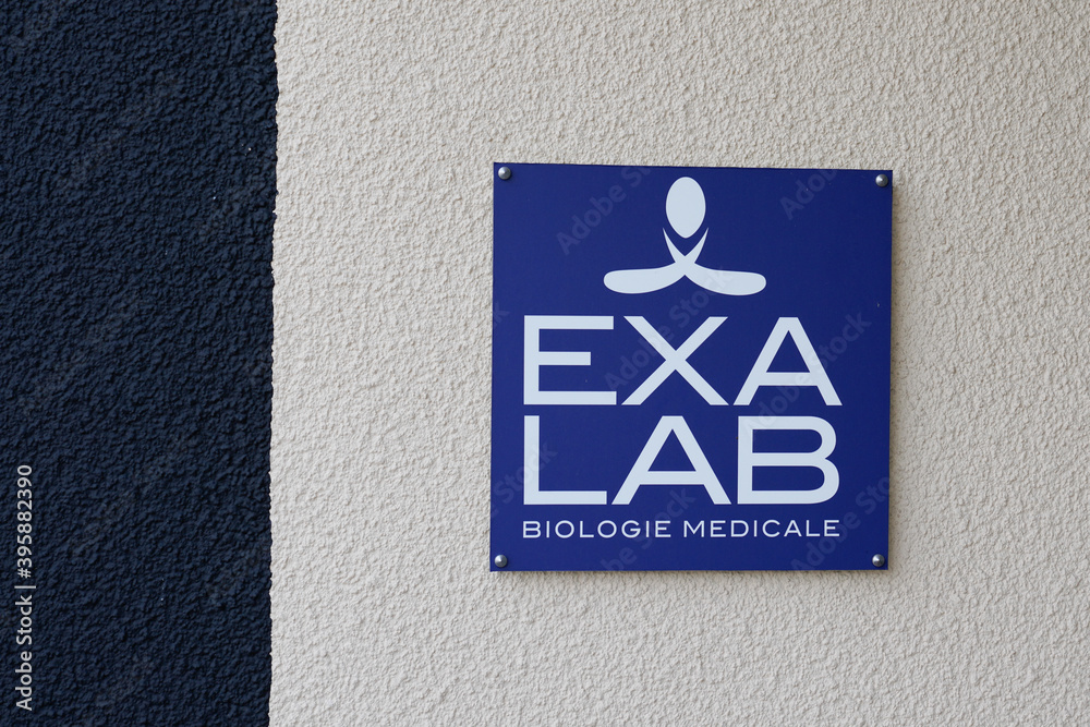 EXALAB logo and sign front of entrance Medical Biology Laboratory Stock ...
