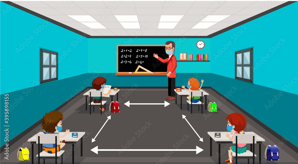 Asian student doing their classes from school teacher with maintain ...