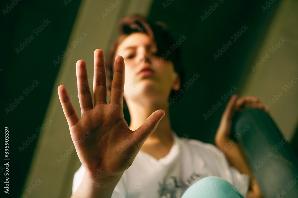 Hand palm reading. palm of a young girl. Palmistry. lines of fate of ...