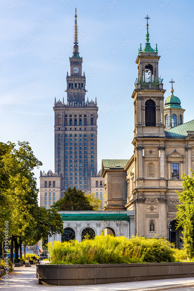 Panoramic view of downtown Srodmiescie district with Culture and ...