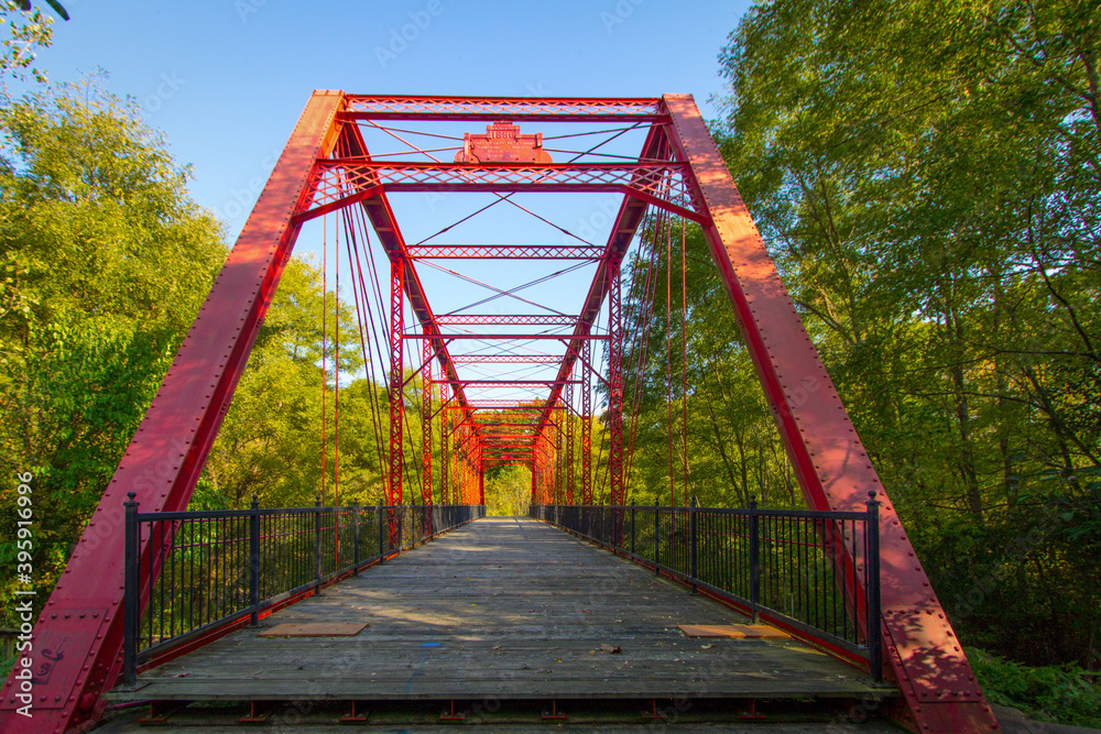 The Historic Bridge park in Battle Creek, Michigan utilizes historic bridges from the state of ...