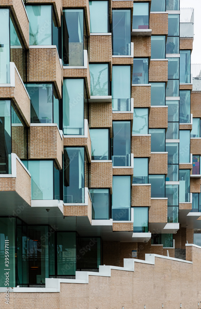 Copenhagen, Denmark: Ørestad area with modern architecture facades ...