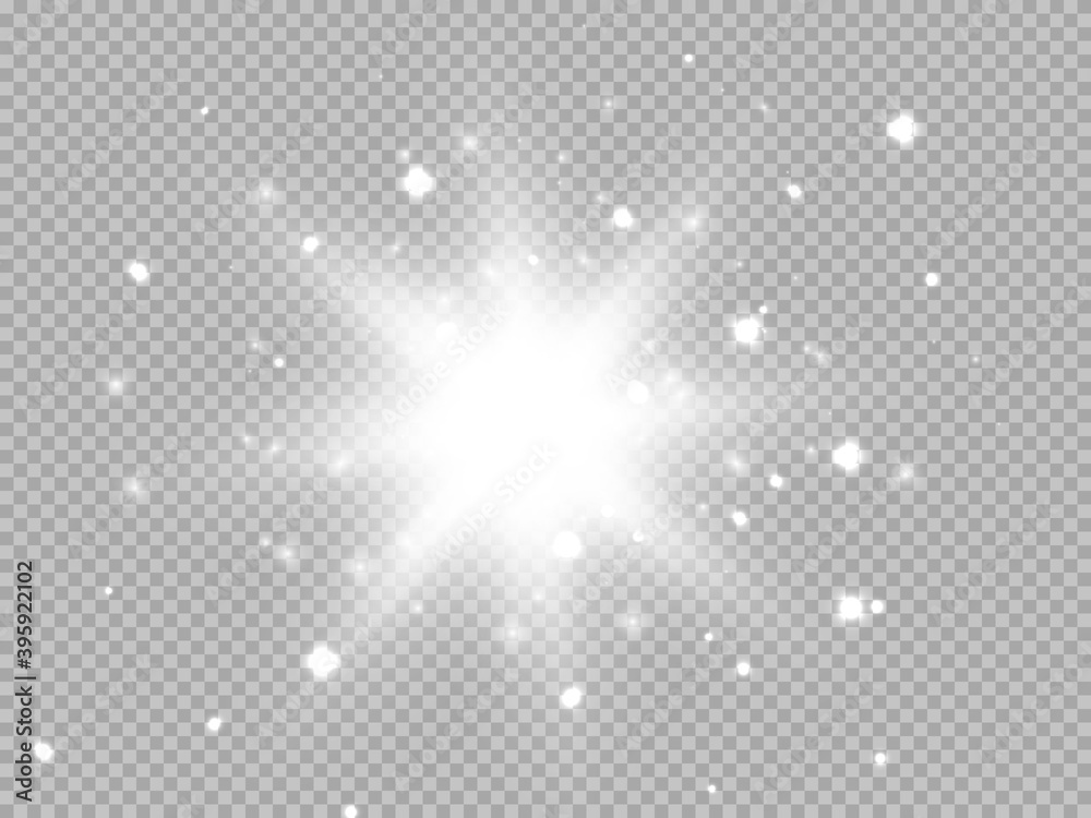 The light of a star. star glow on a transparent background explodes on ...