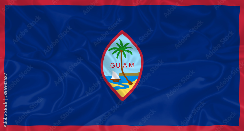 Guam Flag waving. National flag of Guam with waves and wind. Official ...