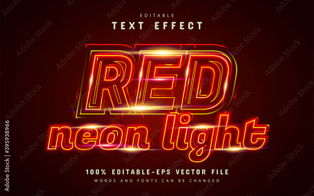 Red neon text effect Stock Vector | Adobe Stock