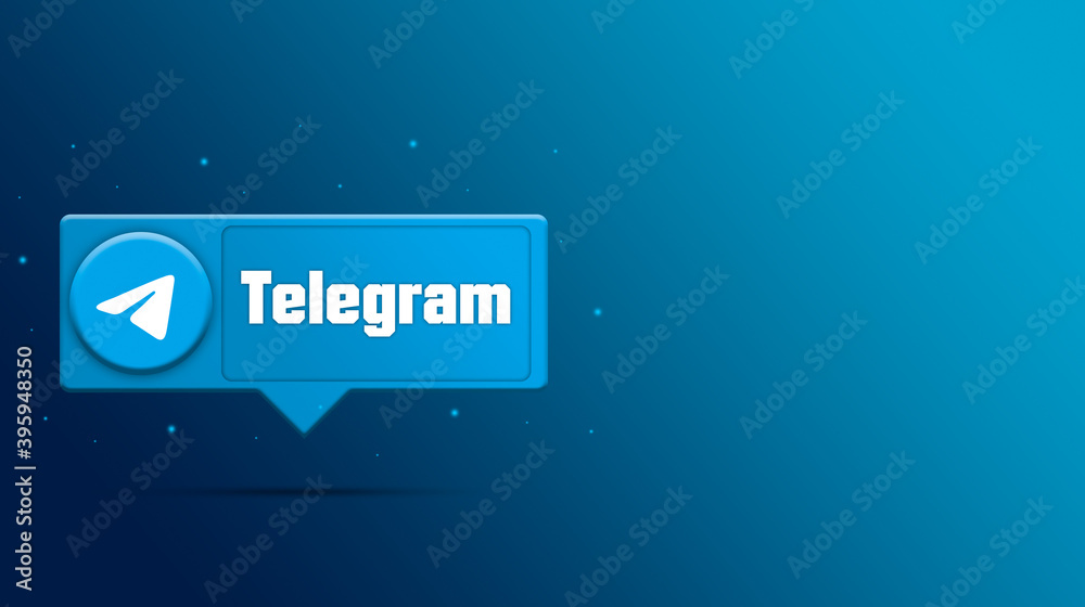 Telegram logo with the title on speech bubble icon 3d rendering ...