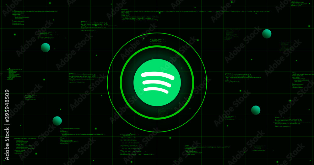 Spotify logo icon on technology futuristic background Stock ...