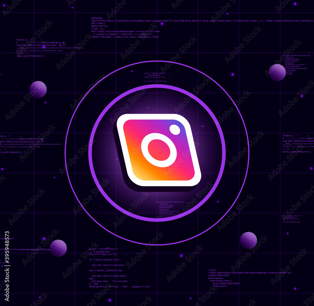 Instagram logo icon on technology futuristic background Stock ...