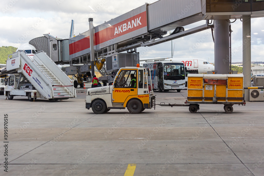 Sabiha Gokcen, Istanbul, Turkey - February 16 2020: Airport luggage ...