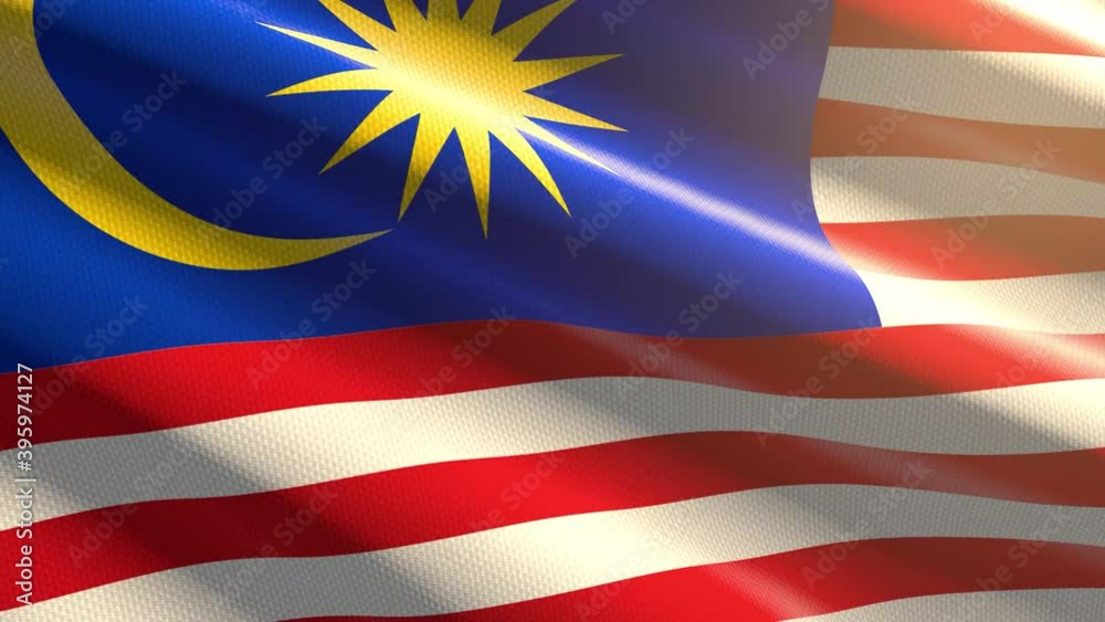 60FPS bright shiny velvet Malaysia flag waving background, 3D UHD 4k ...