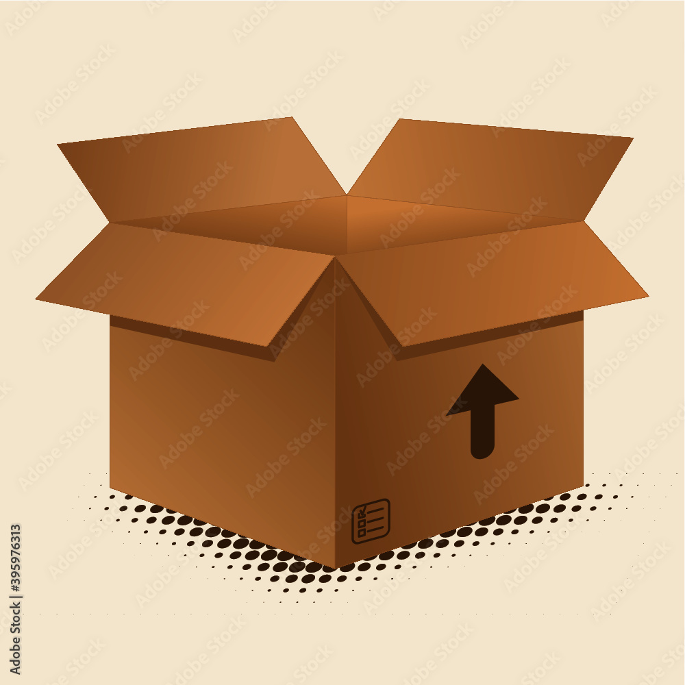 Realistic looking cardboard Packaging Brown Carton Box with this side ...