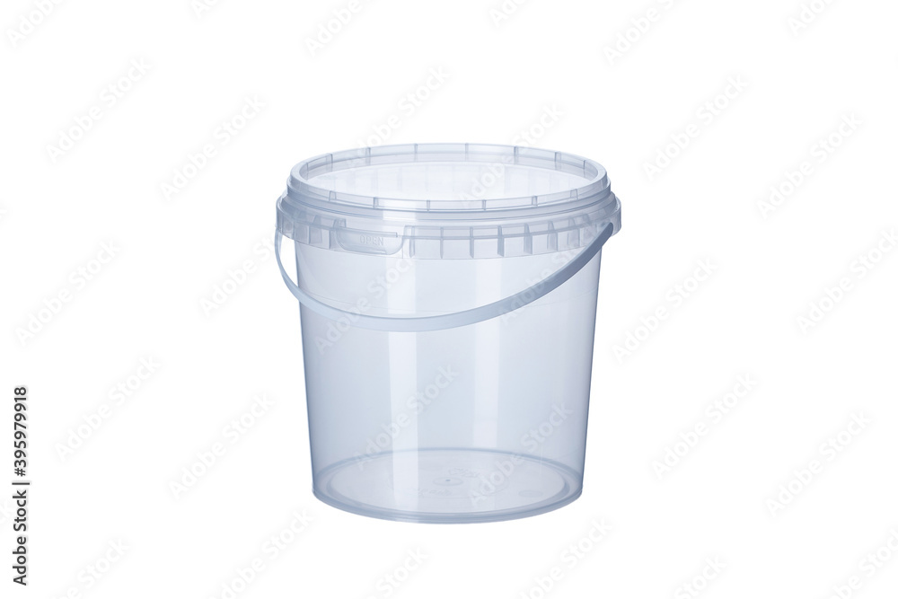 Transparent plastic bucket with transparent lid - 1000 ml, plastic ...