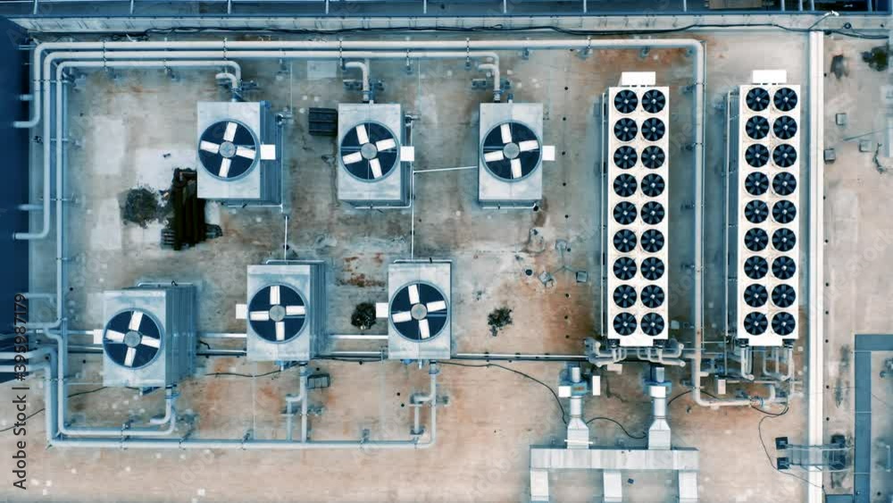 Air conditioning and ventilation systems installed on the rooftop ...