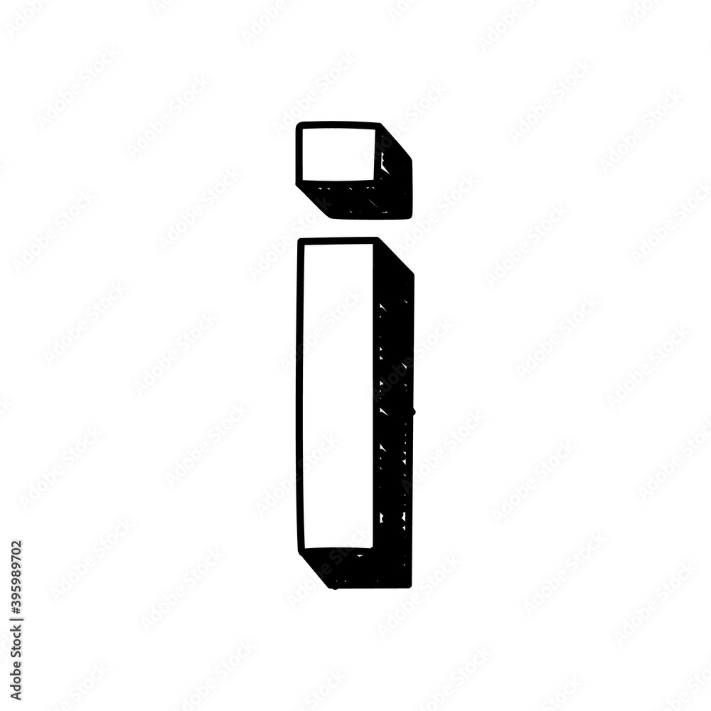 I letter hand-drawn symbol. Vector illustration of a small English ...