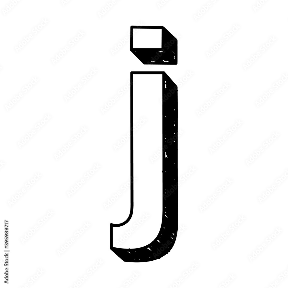 J letter hand-drawn symbol. Vector illustration of a small English ...
