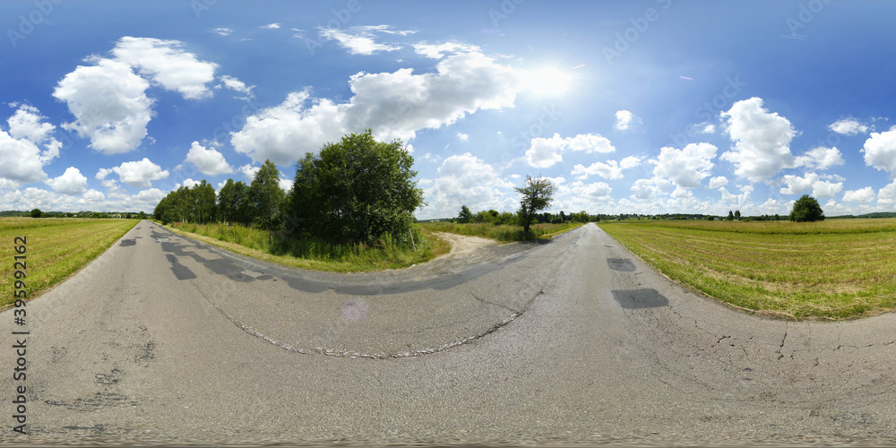 Rural asphalt road HDRI Panorama Stock Photo | Adobe Stock