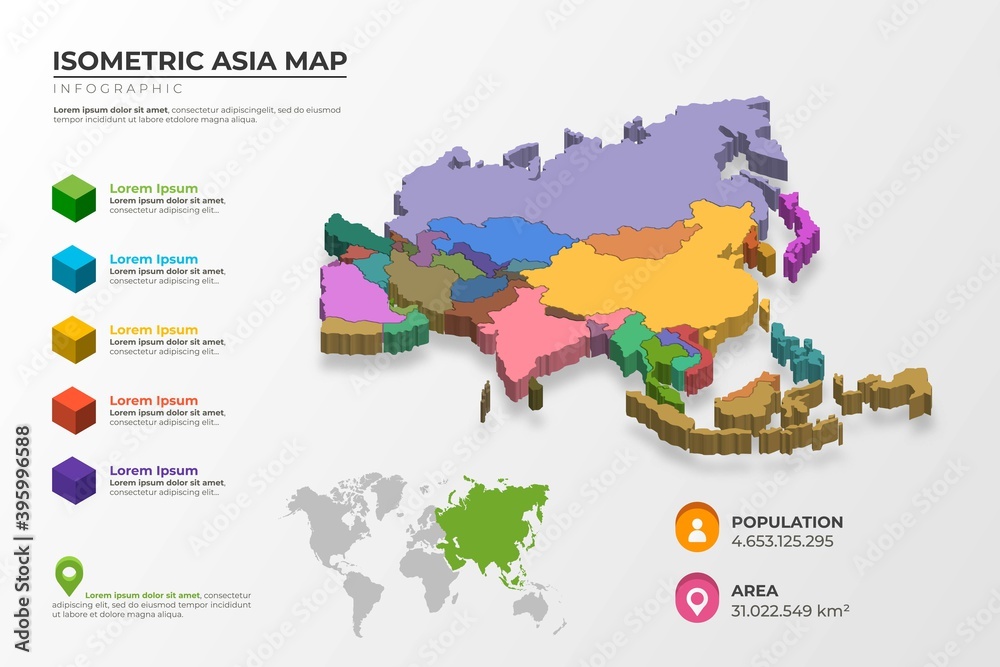 isometric asia map infographic Stock Vector | Adobe Stock
