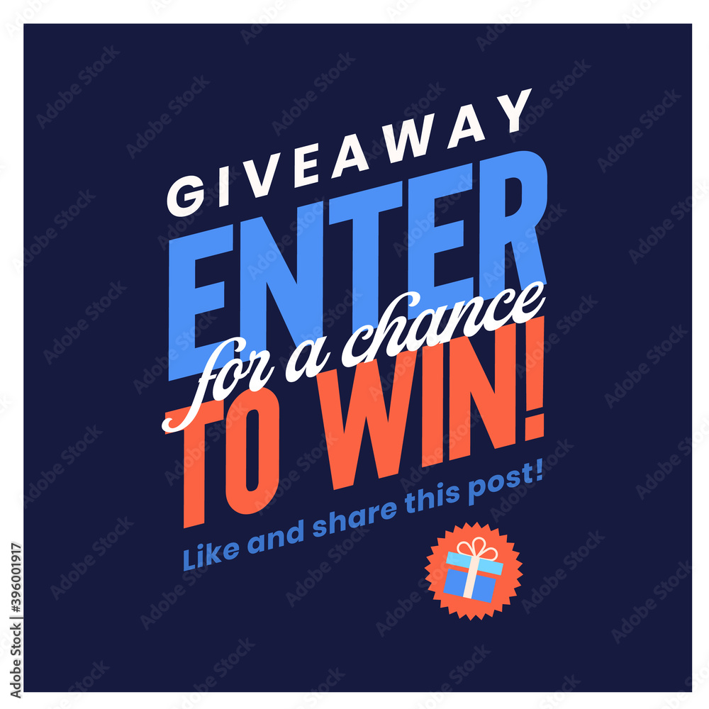 Giveaway poster template design for social media post or website banner ...