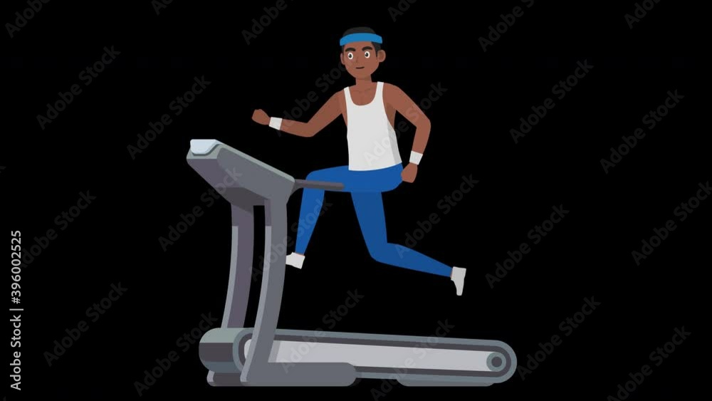 Cartoon characters running on a treadmill in seamless loop against an ...
