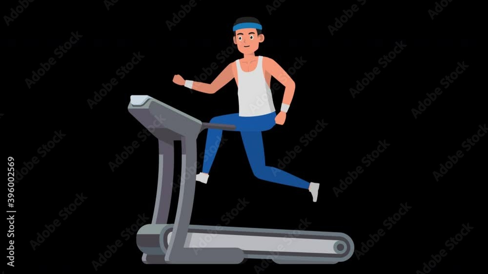 Cartoon characters running on a treadmill in seamless loop against an ...