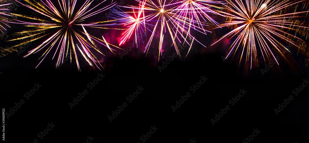 Beautiful Holiday frame of fireworks Stock Illustration | Adobe Stock