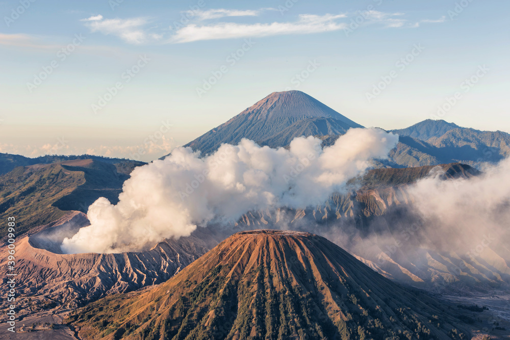 Three mountain,Mount Bromo, Batuk And semeru is an active volcano and ...