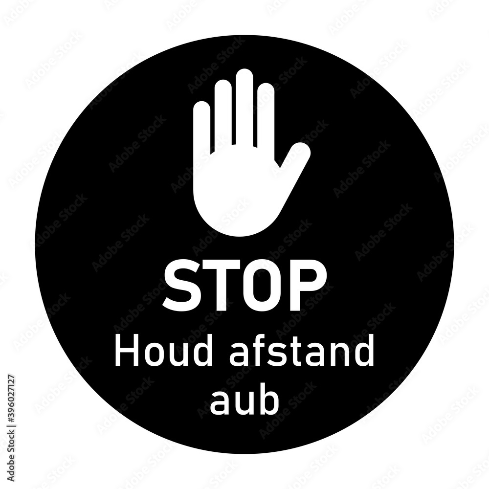 Houd afstand aub ("Keep Your Distance" in Dutch) Round Stop Sign Floor ...