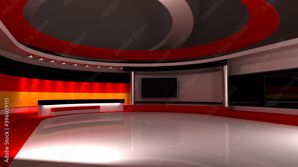 TV studio. Germany. German flag studio. German flag background. News ...