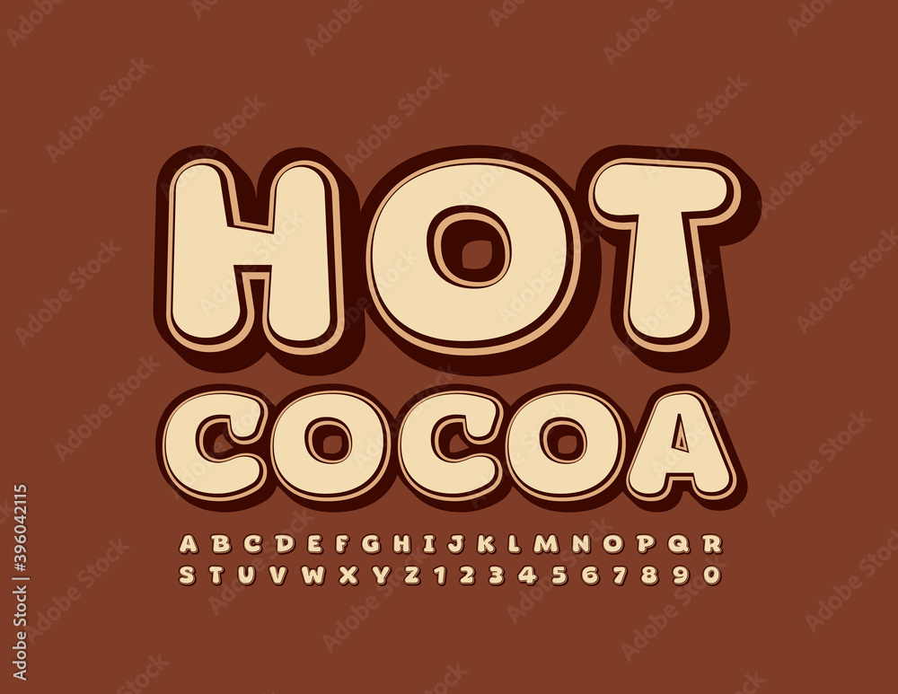 Vector sweet emblem Hot Cocoa. Retro style Font. Brown trendy Alphabet ...