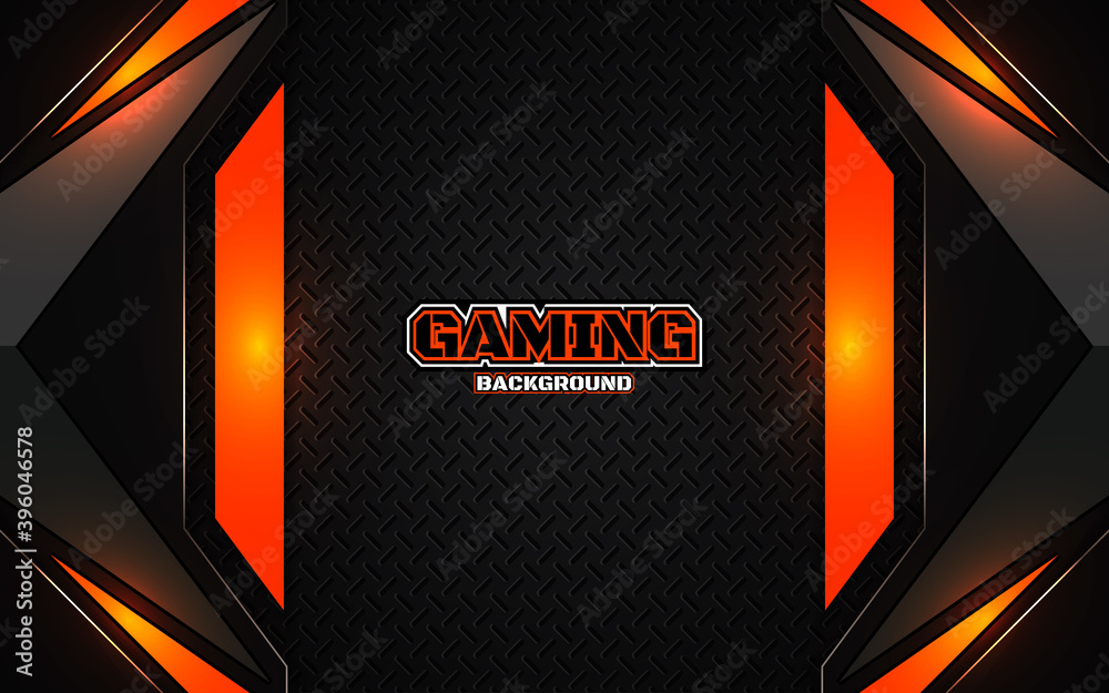 Abstract futuristic black and orange gaming background with modern ...