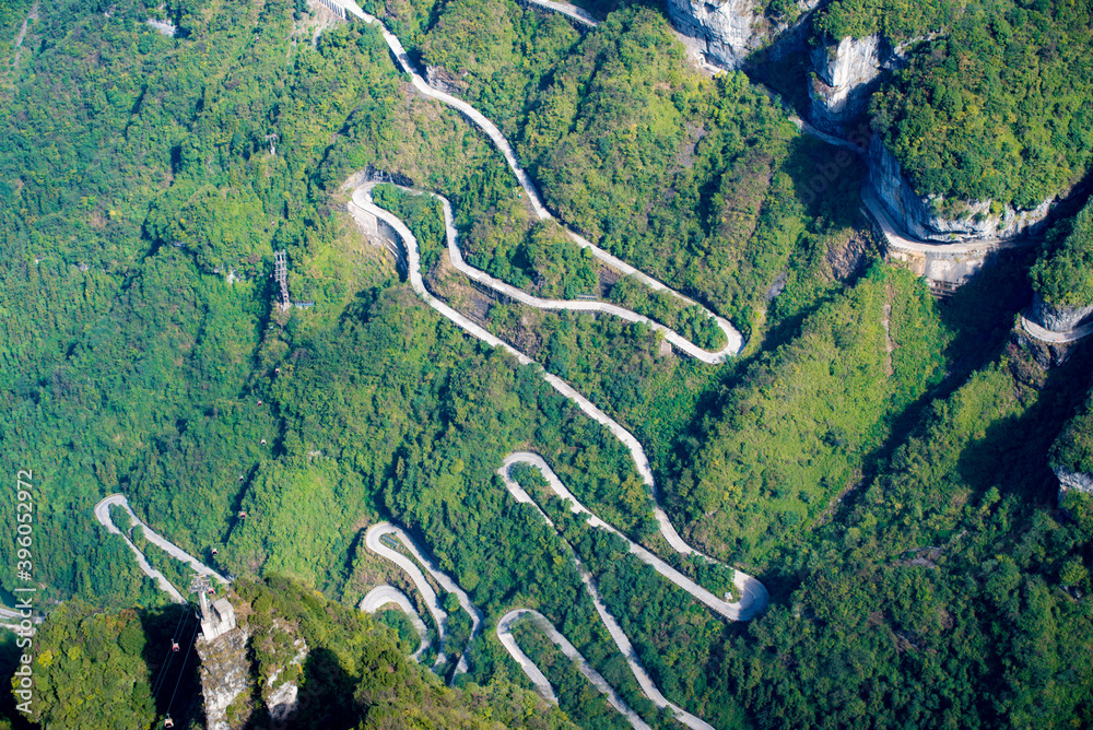 99 curve of Moutain,Beautiful Mountain in China,The winding road of ...