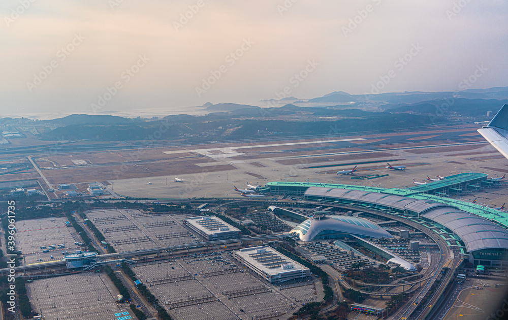 Seoul Incheon, South Korea, November 2020, aerial view of Seoul Incheon ...