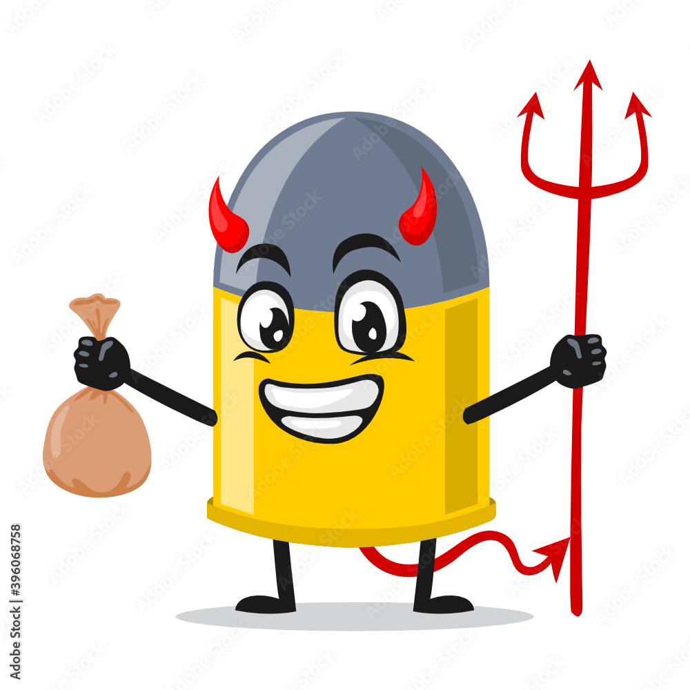 vector illustration of bullet mascot or character Wearing devil costume ...