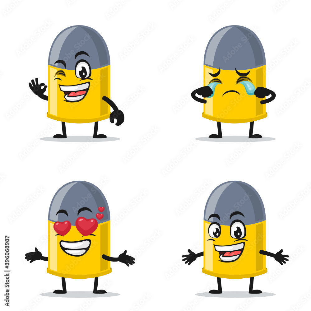 vector illustration of bullet mascot or character collection set with ...