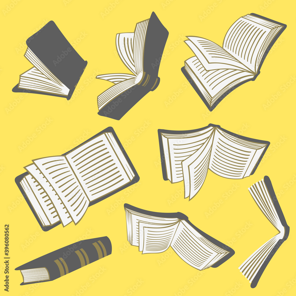 Vector Illustration Set Book Symbols Stock Vector | Adobe Stock