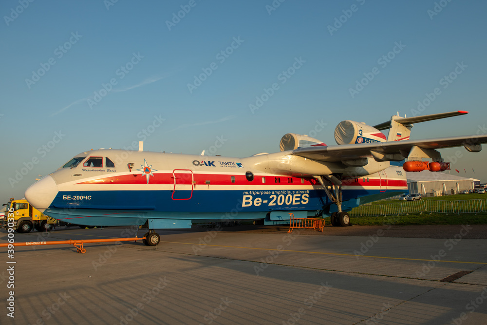 August 30, 2019. Zhukovsky, Russia. Multipurpose amphibious aircraft ...