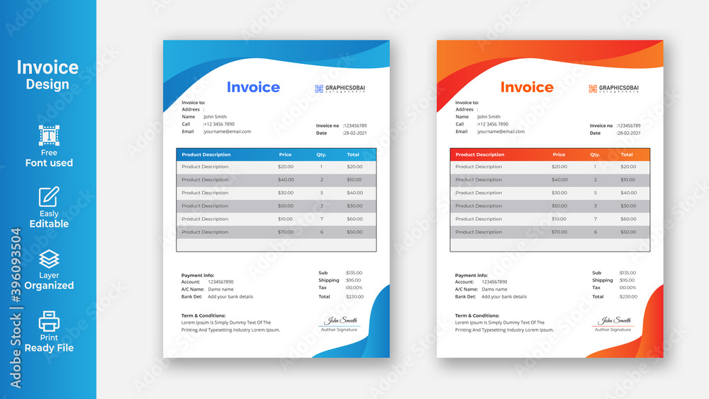 Business invoice form template, Invoice bill design template, Bill form ...