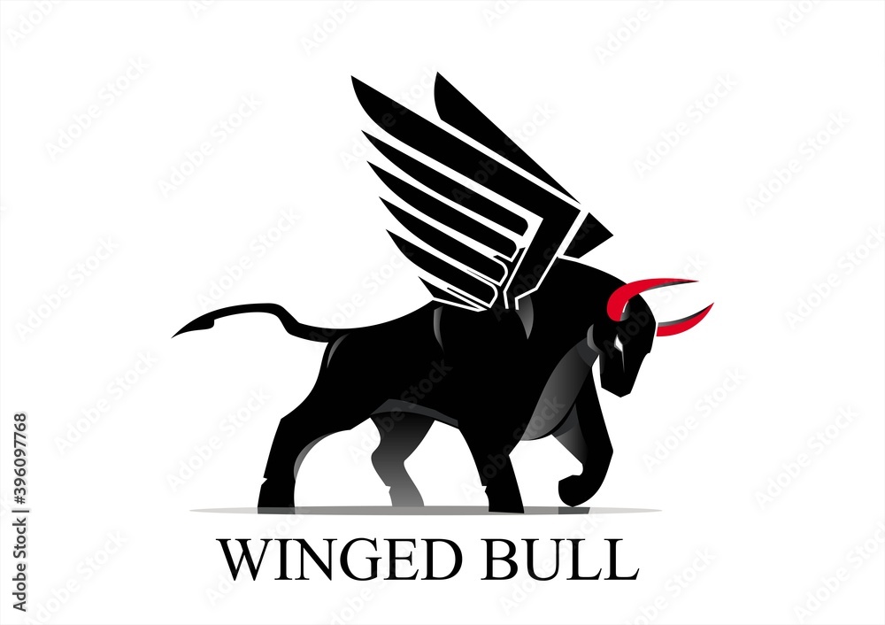 winged bull logo Stock Vector | Adobe Stock