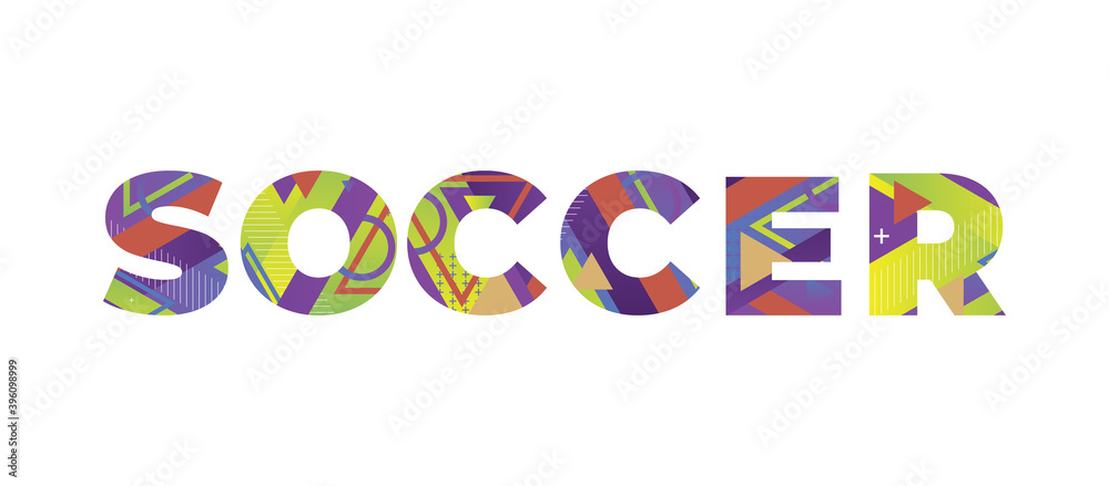 Soccer Concept Retro Colorful Word Art Illustration Stock Vector ...