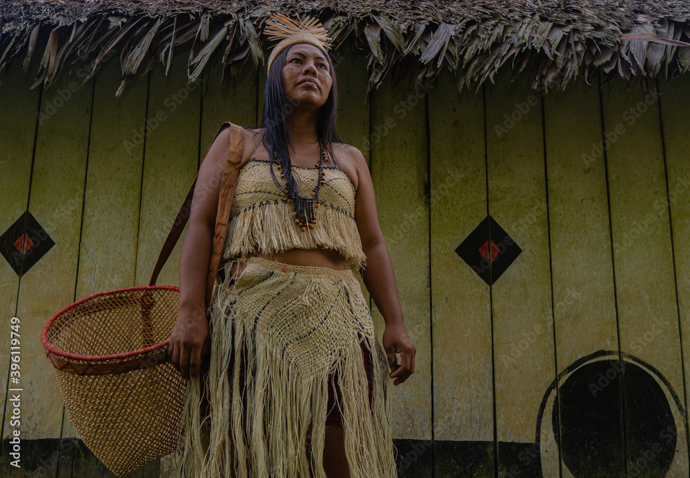 Indigenous woman from the Huitoto tribe of the Colombian Amazon in ...