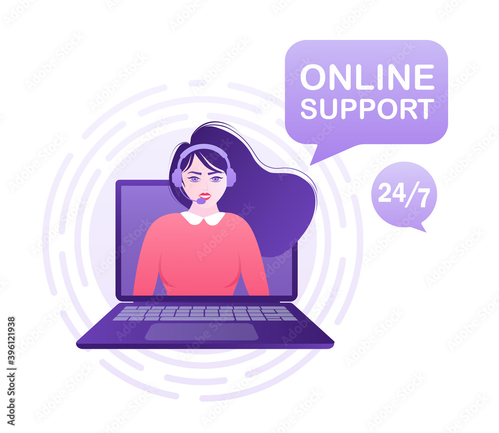 Cartoon character online support people. Vector flat cartoon ...