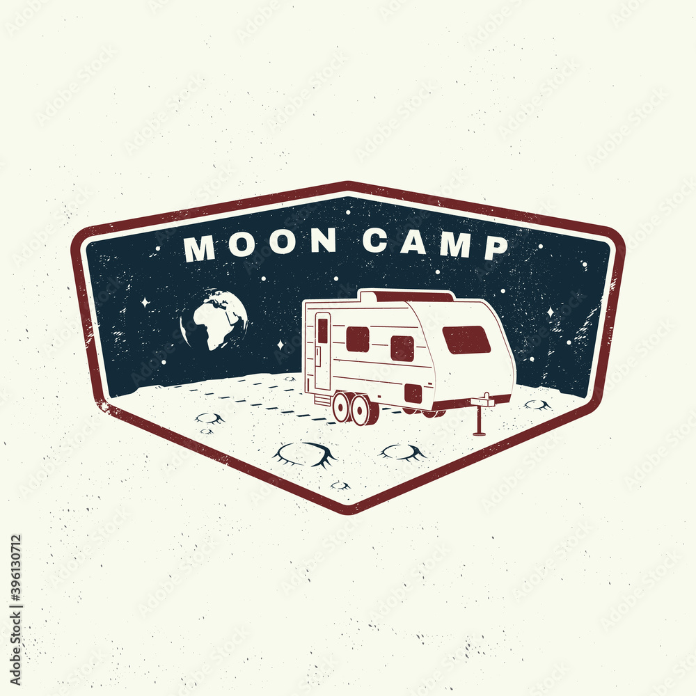 Moon camp logo, badge, shirt, t, design, print. Vector. Concept for ...